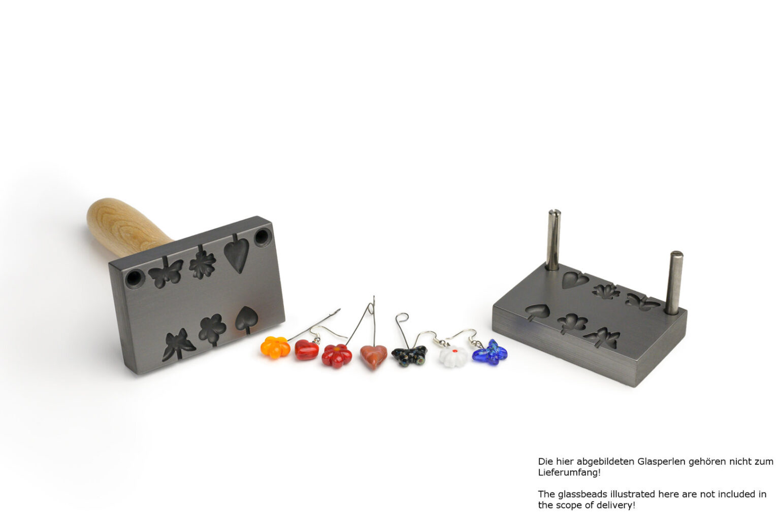Bead press with 6 small shapes: Flowers, hearts and butterflies, one ...